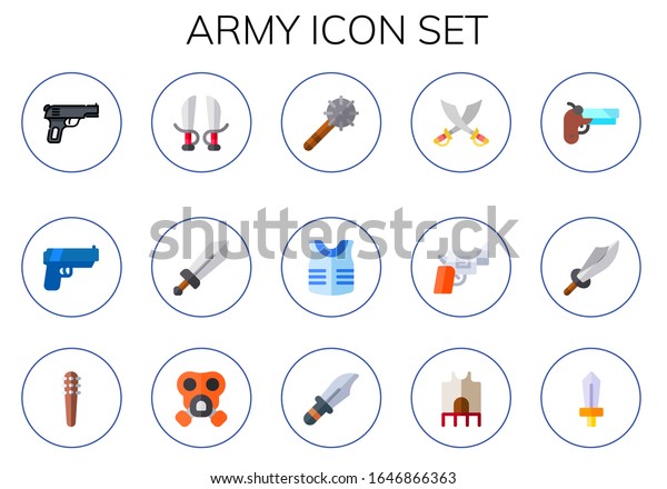 Army Icon Set 15 Flat Army Stock Vector (Royalty Free) 1646866363 ...