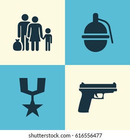 Army Icons Set Collection Order Fugitive Stock Vector (Royalty Free ...