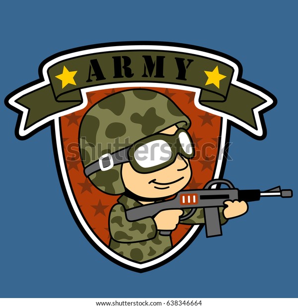Army Logo Soldier Cartoon Stock Vector (Royalty Free) 638346664