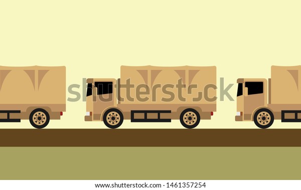 Army Trucks Convoy Desert Vector Background Stock Vector (Royalty Free ...
