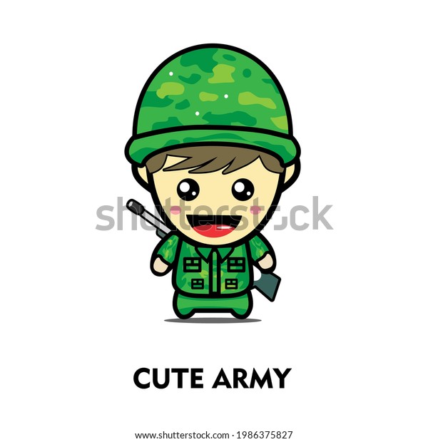 Army Vector Cute Illustration Boy Soldier Stock Vector (Royalty Free ...