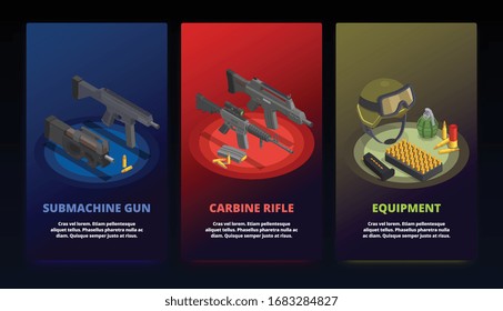 Army Weapons Soldier Isometric Set Three Stock Vector (Royalty Free ...