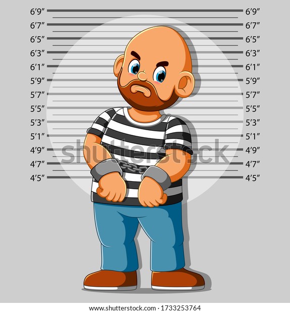 Arrested Man Posing Mugshot Illustration Stock Vector (Royalty Free ...