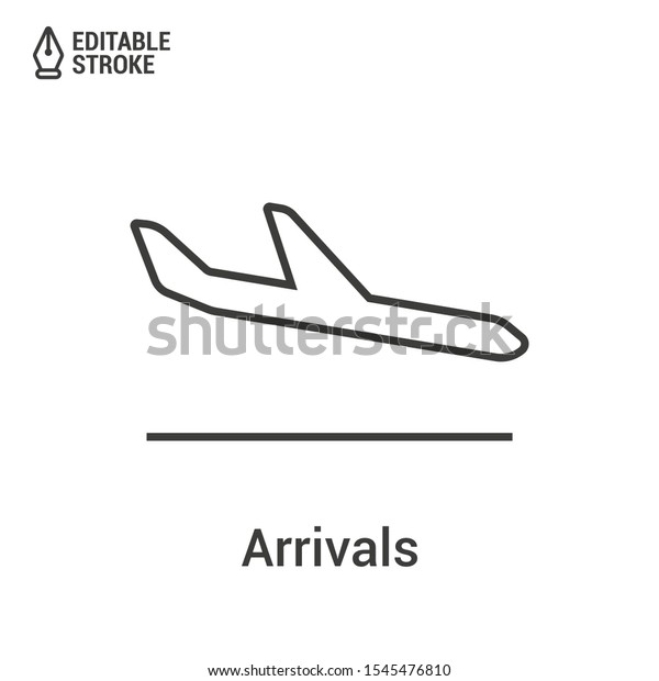 Arrivals Outline Vector Icon Editable Strokes Stock Vector (Royalty ...