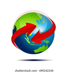 Arrow Asia Continent Vector Logo Concept Stock Vector (Royalty Free ...
