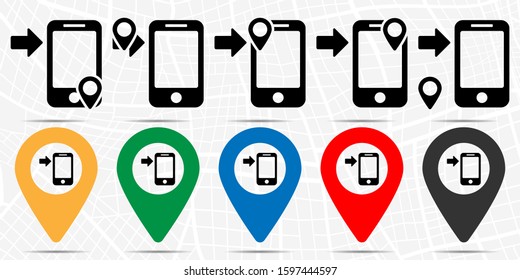 Arrow Button Phone Icon Location Set Stock Vector (Royalty Free ...