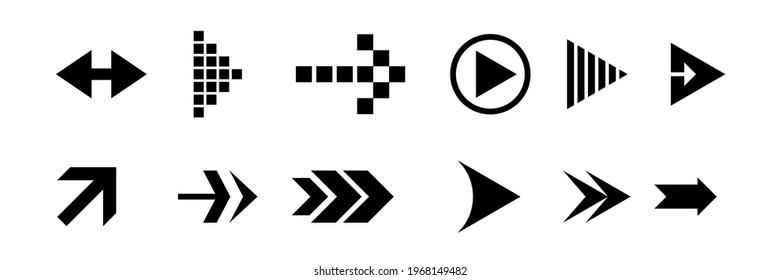 Arrow Direction Symbols Twelve Different Shapes Stock Vector (Royalty ...