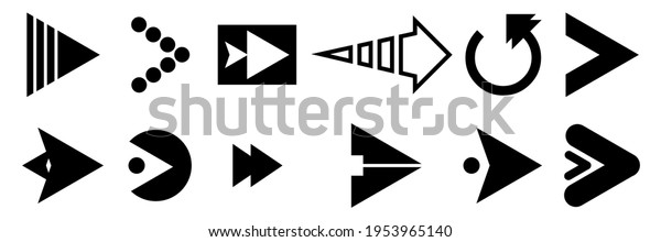 Arrow Direction Symbols Twelve Different Shapes Stock Vector (Royalty ...