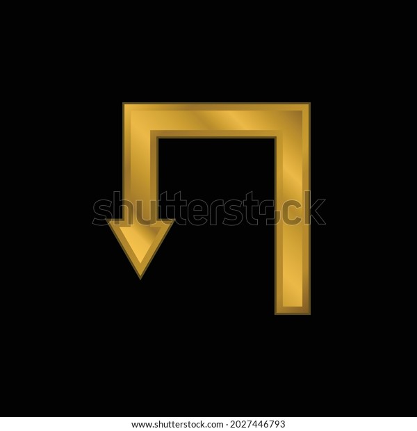 Arrow Down Symbol Straight Angles Gold Stock Vector (Royalty Free ...