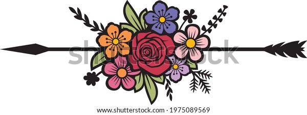 Arrow Flowers Color Vector Illustration Stock Vector (Royalty Free ...