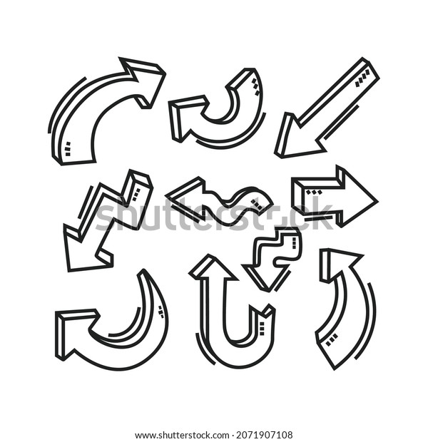 Arrow Line Drawing Collection Design Isolated Stock Vector (Royalty ...