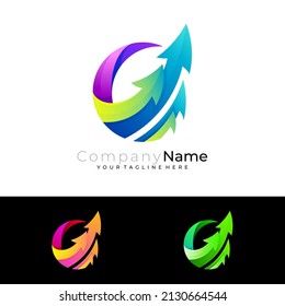 Arrow Logo Circle Design 3d Colorful Stock Vector (Royalty Free ...