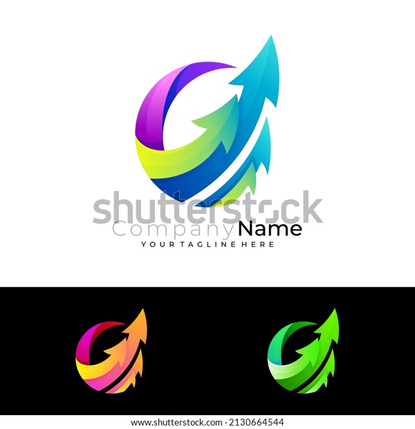 Arrow Logo Circle Design 3d Colorful Stock Vector (Royalty Free ...