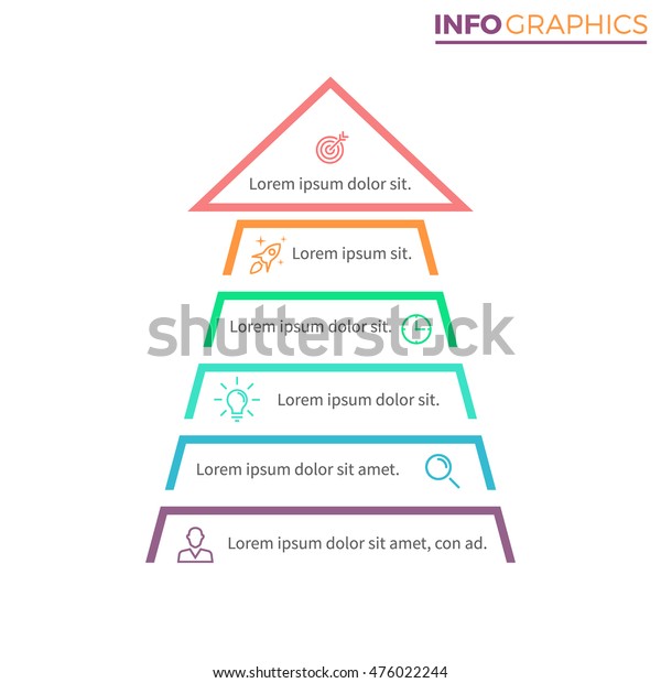 Arrow Pyramid Infographic 6 Steps Parts Stock Vector (Royalty Free ...