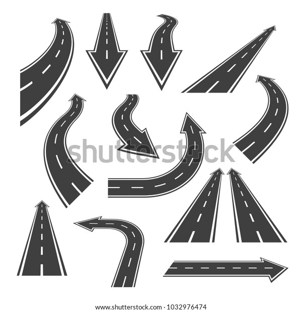 Arrow Road Set Road Arrows White Stock Vector (Royalty Free) 1032976474