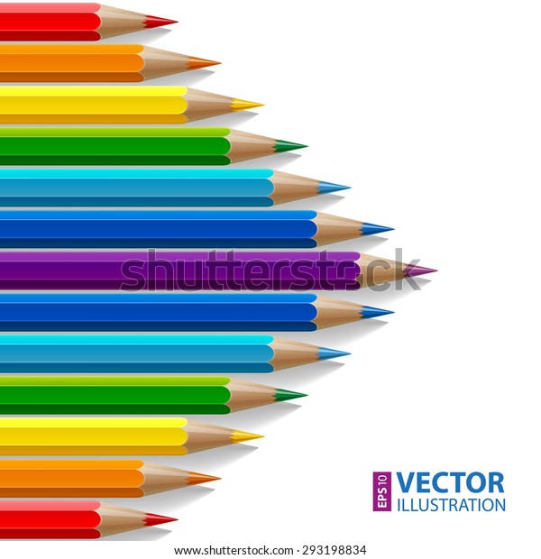 Arrow Shape Rainbow Colored Pencils Realistic Stock Vector (Royalty ...