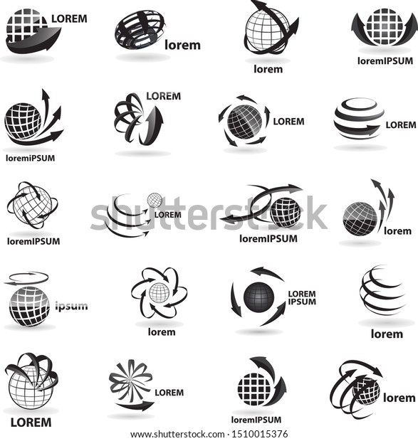 Arrow Sphere Logo Set Isolated On Stock Vector (Royalty Free ...