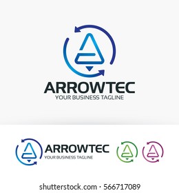 Arrow Technology Logo Design Synchronizing Cloud Stock Vector (Royalty ...