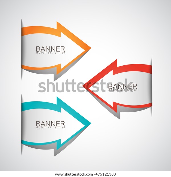 Arrows Banner Set Isolated On Gray Stock Vector (Royalty Free ...