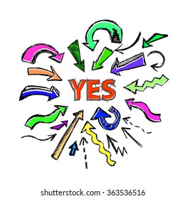 Arrows Drawn Pen Yes Choice Vector Stock Vector (Royalty Free ...