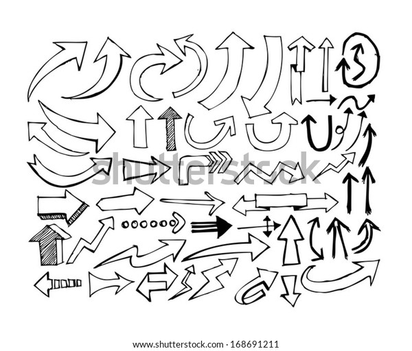Arrows Icons Set By Hand Drawing Stock Vector (Royalty Free) 168691211 ...