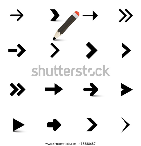 Arrows Icons Set Pencil Isolated On Stock Vector (Royalty Free) 418888687
