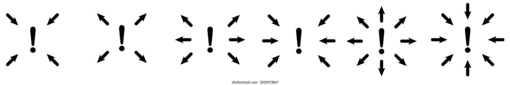 Arrows Pointing Exclamation Mark Icon Version Stock Vector (Royalty ...