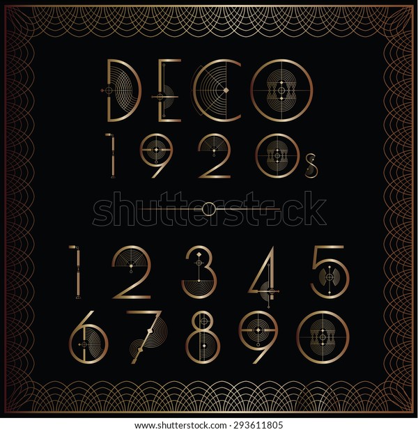 Art Deco Number Set Gold Stock Vector (Royalty Free) 293611805