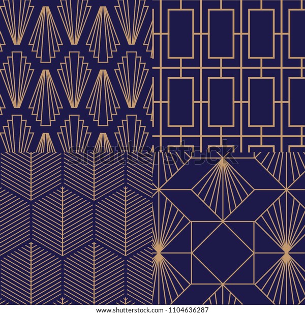 Colección Art Deco, retro, vintage. Arte vectorial.