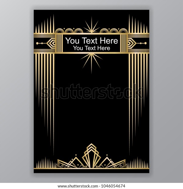 Art Deco Template Goldenblack A4 Page Stock Vector (Royalty Free ...