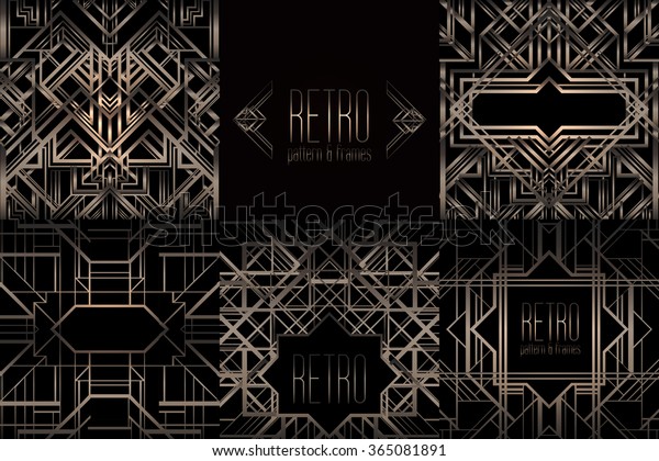 Art Deco Vintage Bronze Patterns Frames Stock Vector (Royalty Free ...