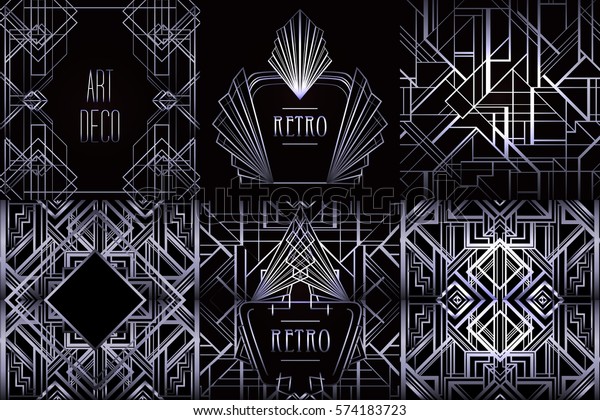 Art Deco Vintage Patterns Design Elements Stock Vector (Royalty Free ...