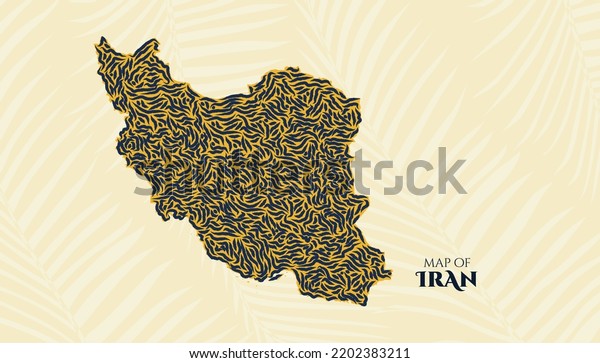 Art Deco Vintage Style Map Iran Stock Vector (Royalty Free) 2202383211 ...