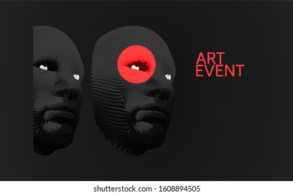 Art Event Invitation Template Abstract Digital Stock Vector (Royalty ...