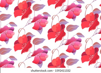 Art Floral Vector Seamless Pattern Red Stock Vector (Royalty Free ...