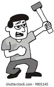 Art Illustration Man Hammer Stock Vector (Royalty Free) 9801145 ...