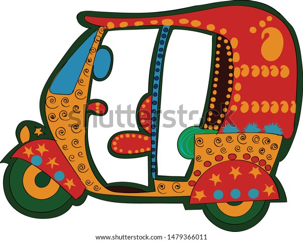 Art Indian Designer Rickshaw Vector Illustration Stock Vector (Royalty ...