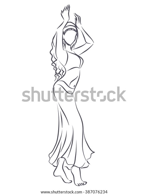 Art Line Belly Dancer Young Slender Stock Vector (Royalty Free ...