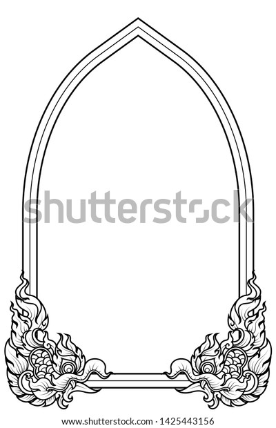 Art Line Draw Window Arch Traditional Stock Vector (Royalty Free ...