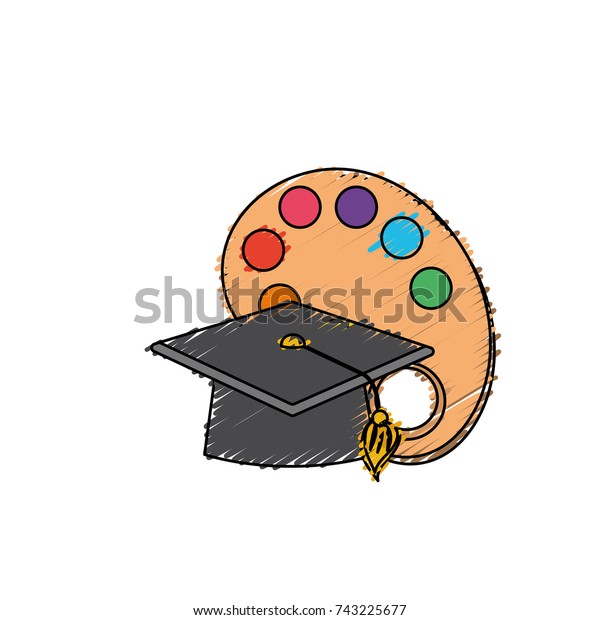 Art Palette Object Cap Graduation Design Stock Vector (Royalty Free ...