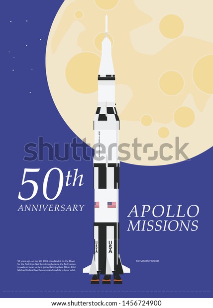Art Rendition Saturn V Rocket Moon Stock Vector (Royalty Free ...