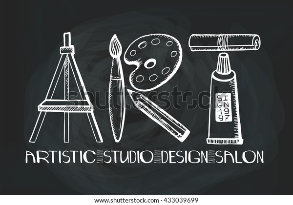 Art Salondesign Studio Logoposter Templatevector Hand Stock Vector ...