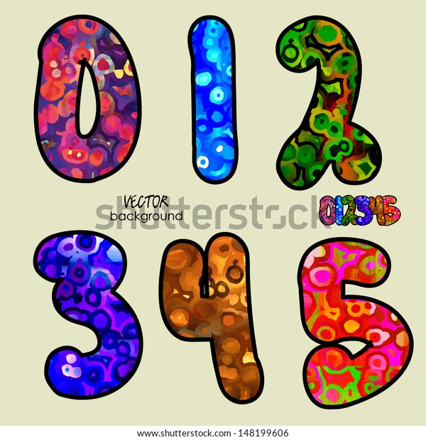 Art Set Stylized Sketch Numbers Vector Stock Vector (Royalty Free ...