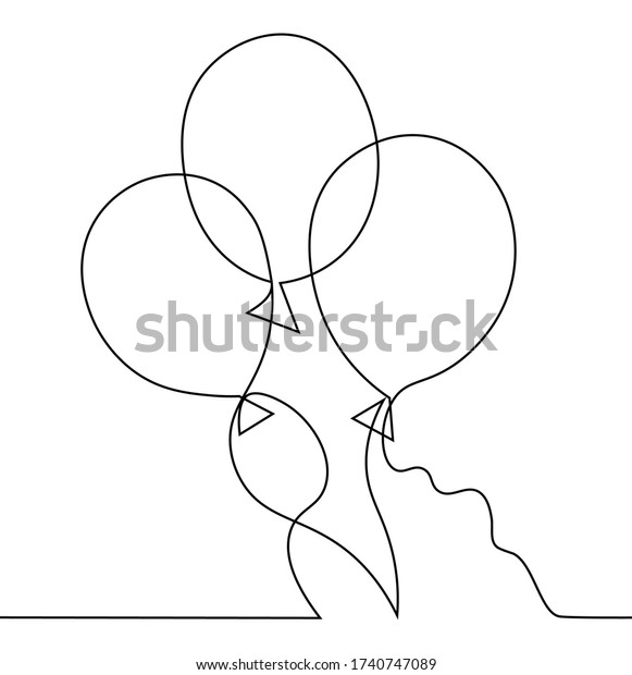 Art Single Line Balloons Festive Balloons Stock Vector (Royalty Free ...