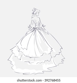 Princess Bride Beautiful Hair Outlined Picture Stock Vector (Royalty ...