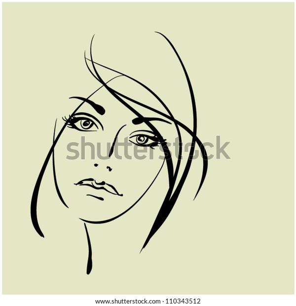 Art Sketching Vector Girl Face Symbols Stock Vector (Royalty Free ...