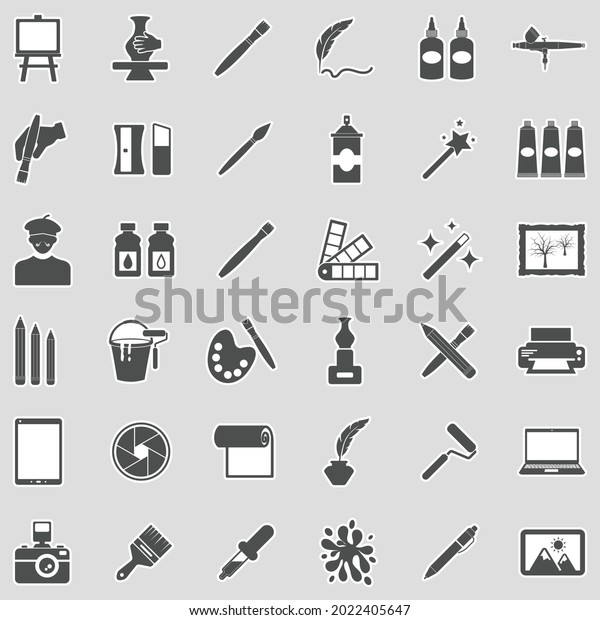 Art Studio Icons Sticker Design Vector Stock Vector (Royalty Free ...