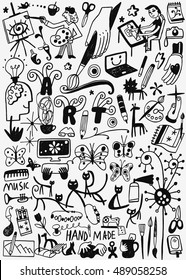 Art Tools Paint Doodles Stock Vector (Royalty Free) 489058258 ...