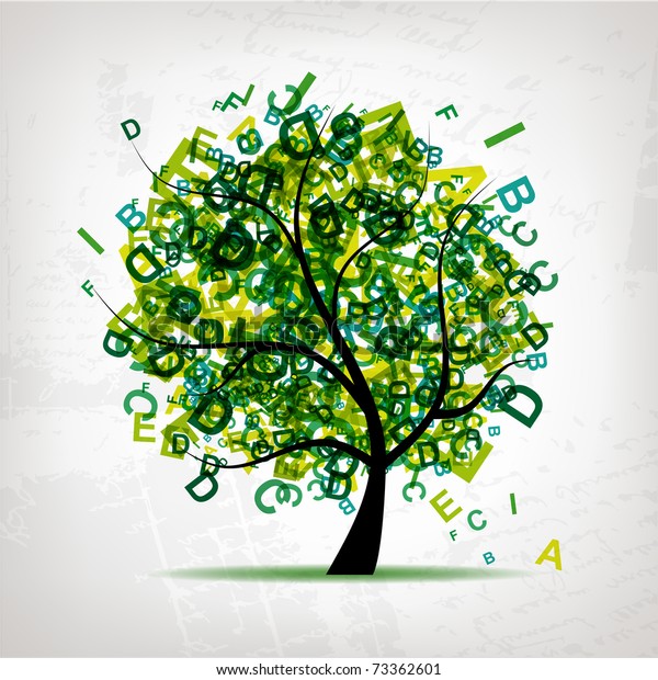 Art Tree Letters Green Your Design Stock Vector (Royalty Free) 73362601 ...