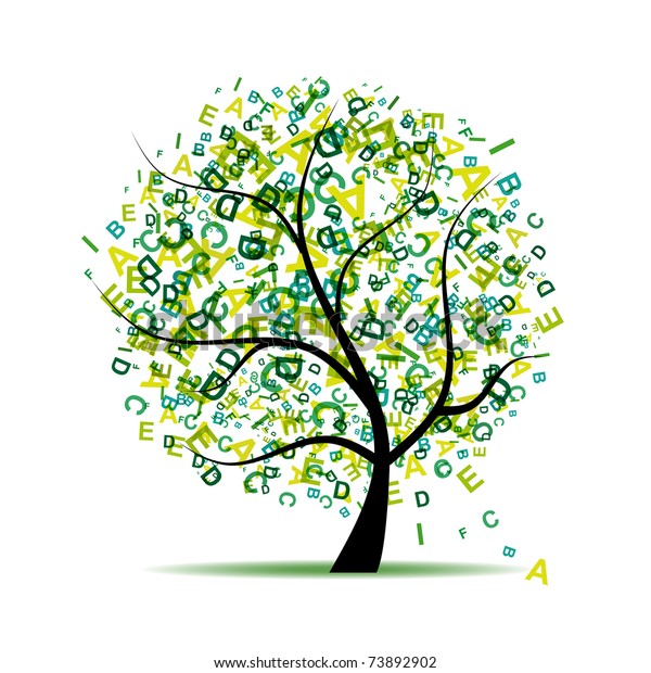 Art Tree Letters Green Your Design Stock Vector (Royalty Free) 73892902